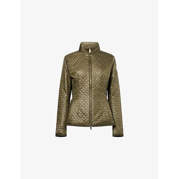 Moncler Floral-quilted Short Down Jacket - Olive