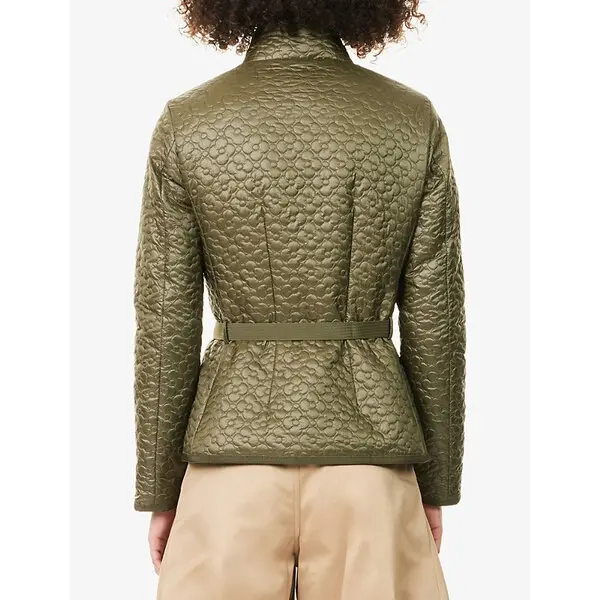 Moncler Floral-quilted Short Down Jacket - Olive