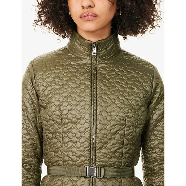 Moncler Floral-quilted Short Down Jacket - Olive