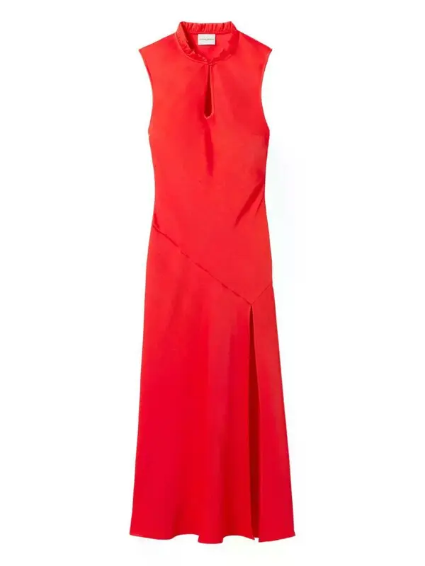 Claudie Pierlot High Neck Ruffled Midi Dress - Red