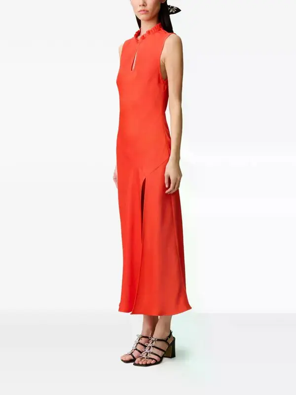 Claudie Pierlot High Neck Ruffled Midi Dress - Red