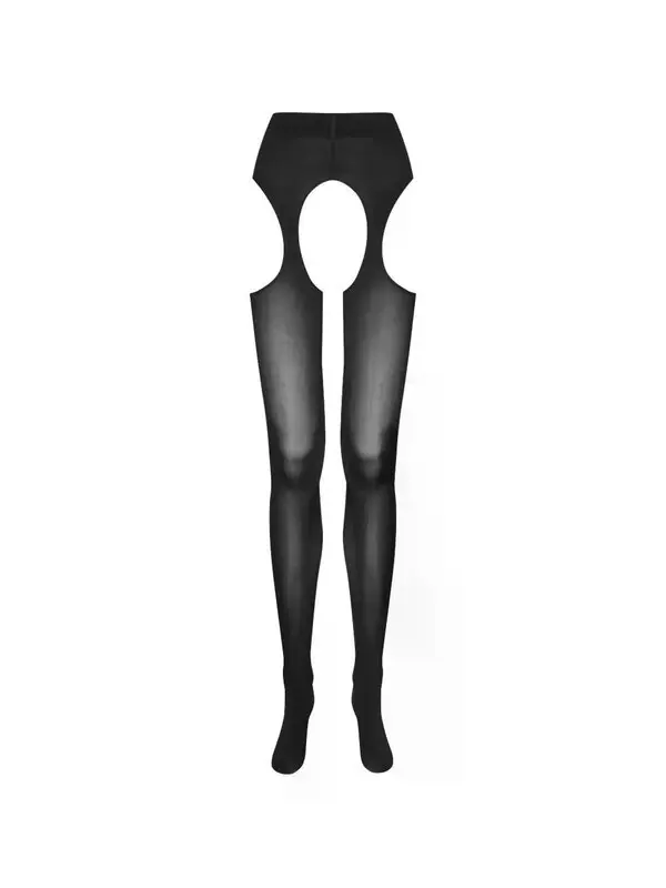 MAISON CLOSE Open Garter Tights - Black