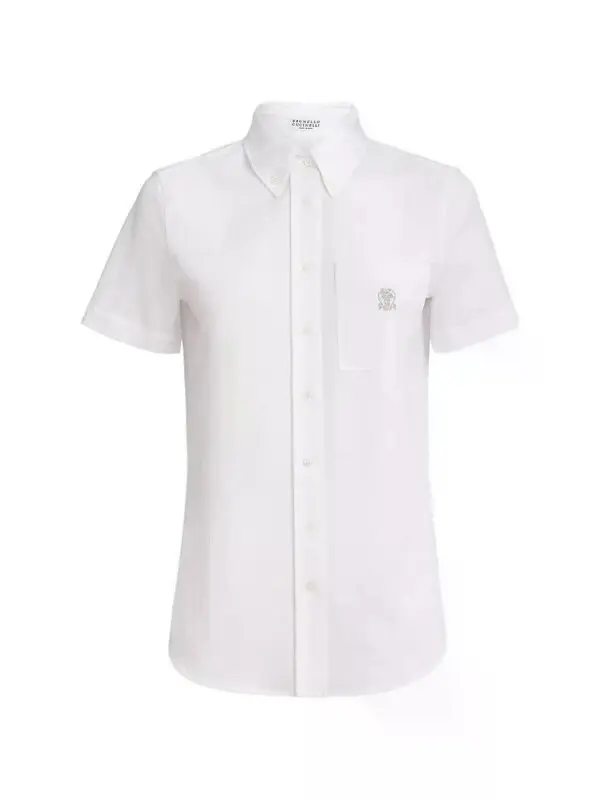 Brunello Cucinelli Embroidered Logo Pocket Shirt - White