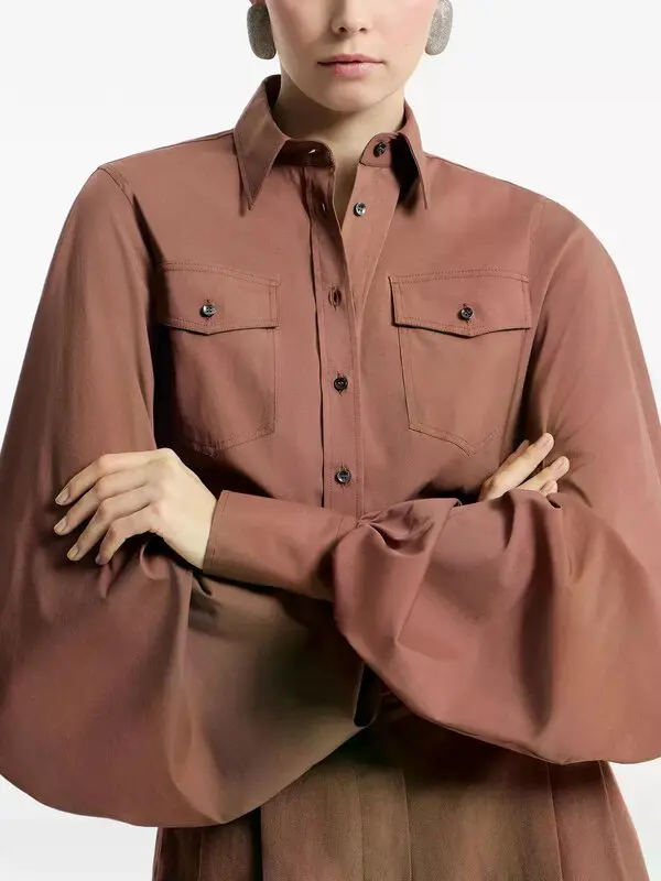 Brunello Cucinelli Balloon-sleeve Pocket Shirt - Brown