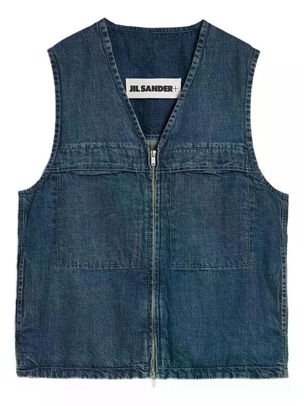 JIL SANDER Denim Gilet With Chest Pockets