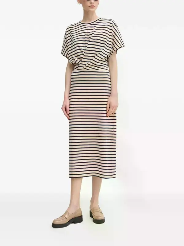 MARC AUREL Striped Midi Dress