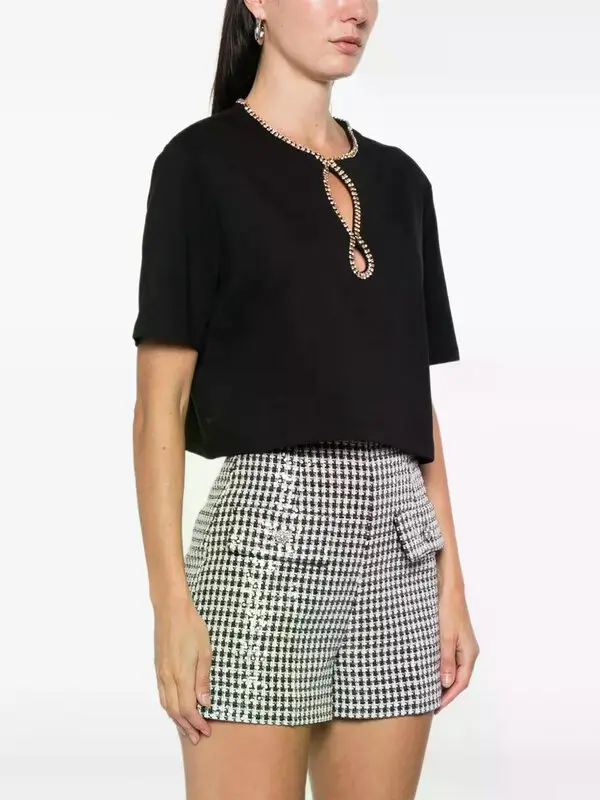 Sandro Rhinestone Embellished Cropped T-shirt