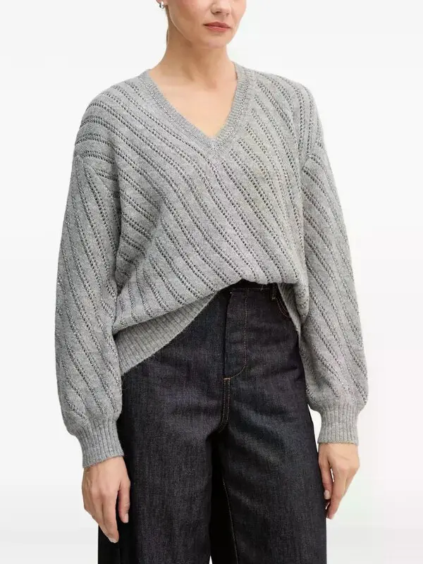 MARC AUREL Open Knit V-neck Sweater