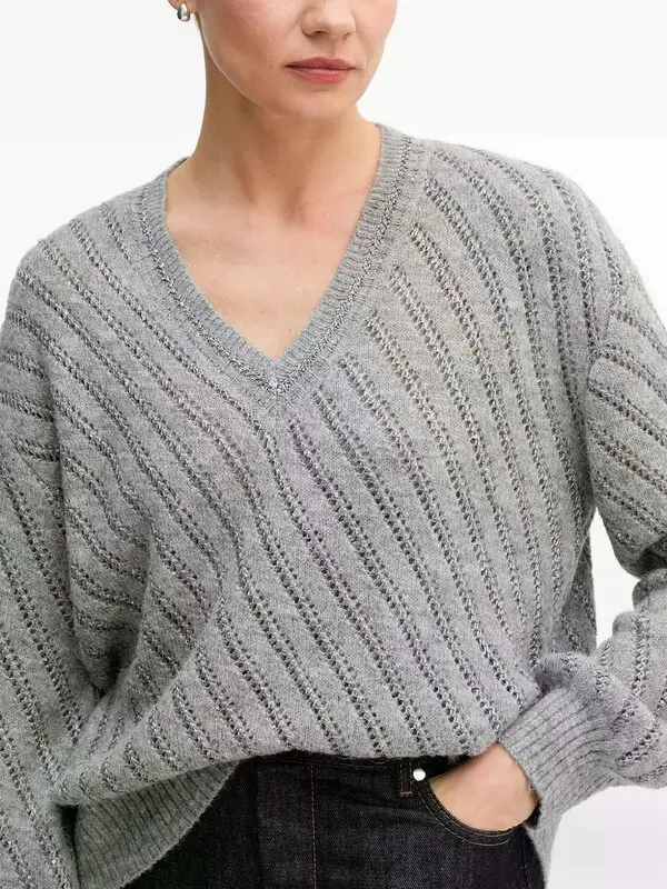 MARC AUREL Open Knit V-neck Sweater
