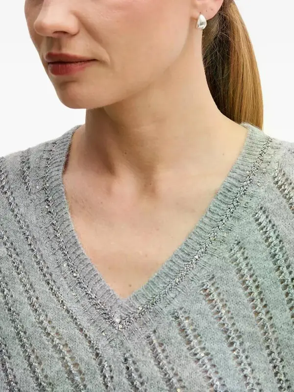 MARC AUREL Open Knit V-neck Sweater