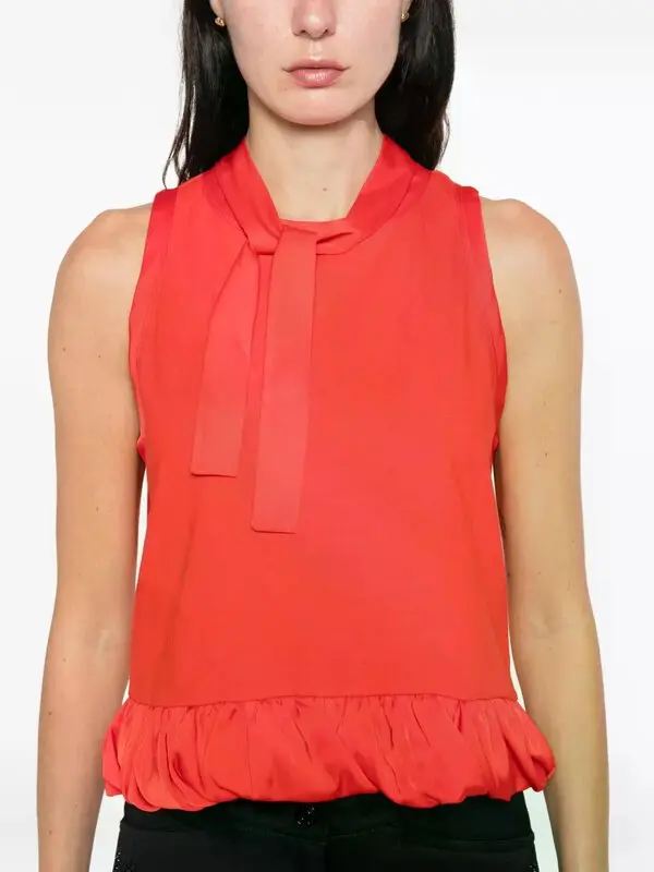 Sandro Sleeveless Ruffled Hem Top - Red