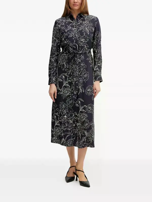 Gant Floral-print Belted Midi Shirt Dress