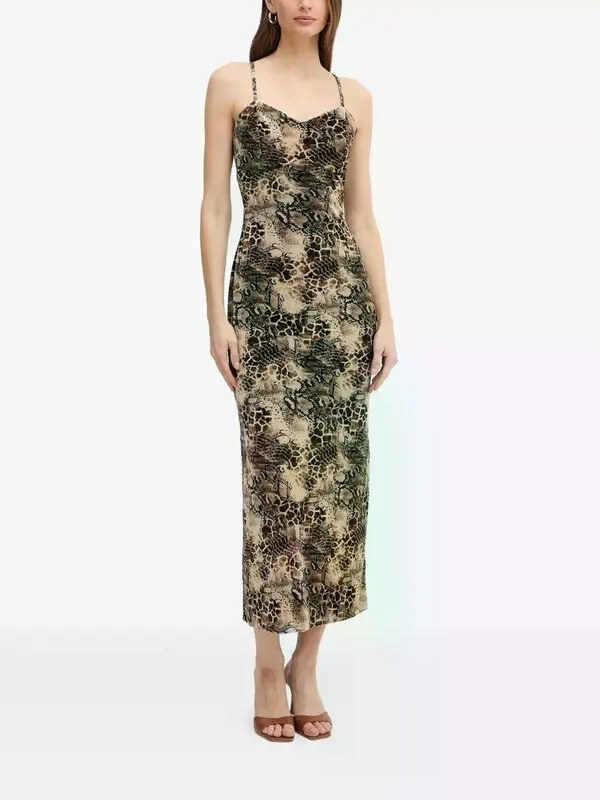 Guess Snake Print Slip Midi Dress