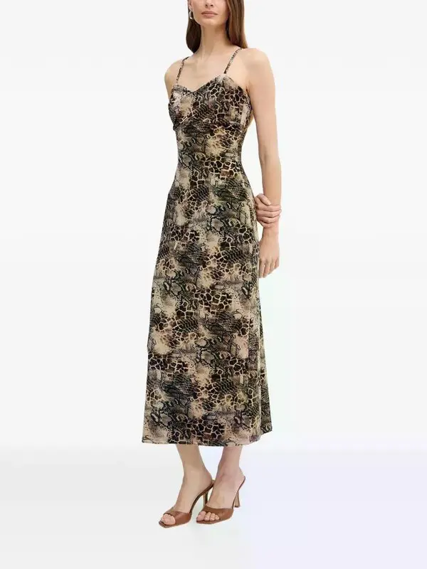 Guess Snake Print Slip Midi Dress