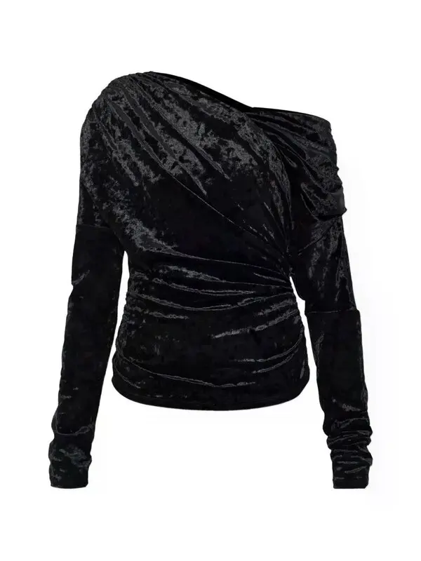 GANNI Long-sleeve One-shoulder Top - Black