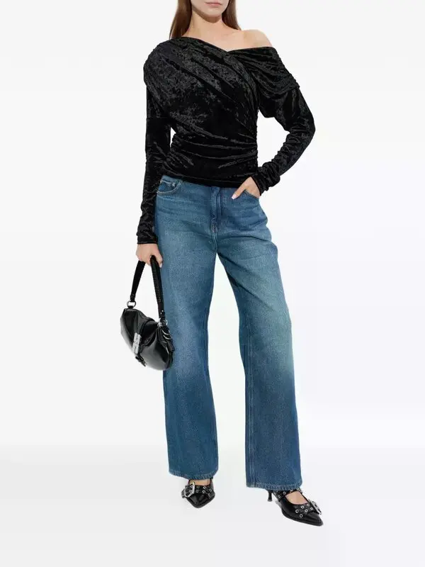 GANNI Long-sleeve One-shoulder Top - Black