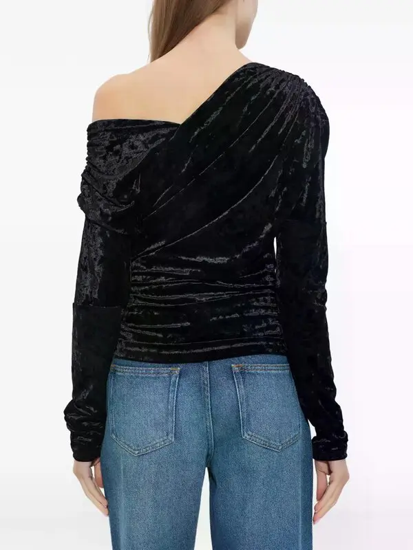 GANNI Long-sleeve One-shoulder Top - Black