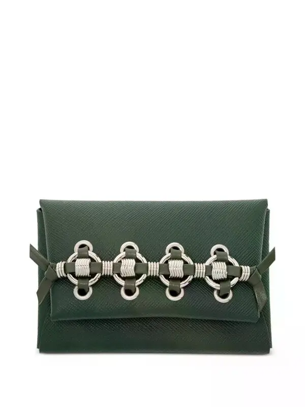 Toga Ring Detail Leather Cardholder - Green