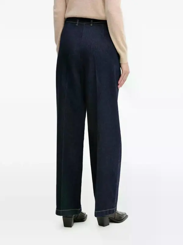 OUI Pleated Wide Leg Denim Jeans