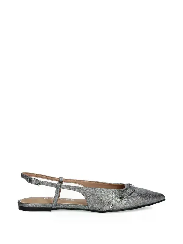 Guess Metallic-effect Slingback Ballet Flats - Silver