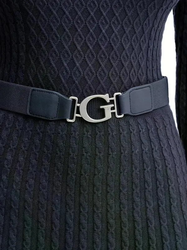 Guess Long-sleeved Belted Mini Dress - Blue