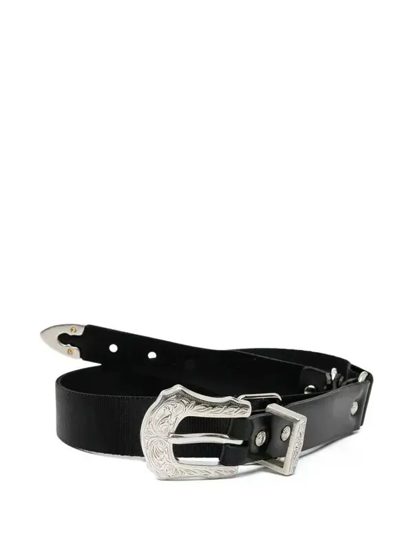 Toga Buckle Leather Belt - Black