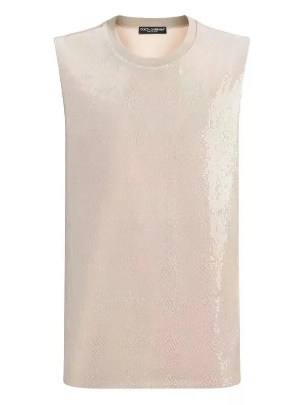Dolce & Gabbana Sequin Embellished Sleeveless Tank - Neutrals