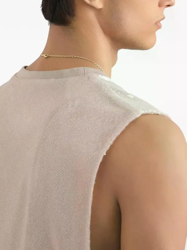 Dolce & Gabbana Sequin Embellished Sleeveless Tank - Neutrals