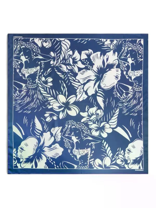 Dsquared2 Dancing Flowers Scarf - Blue