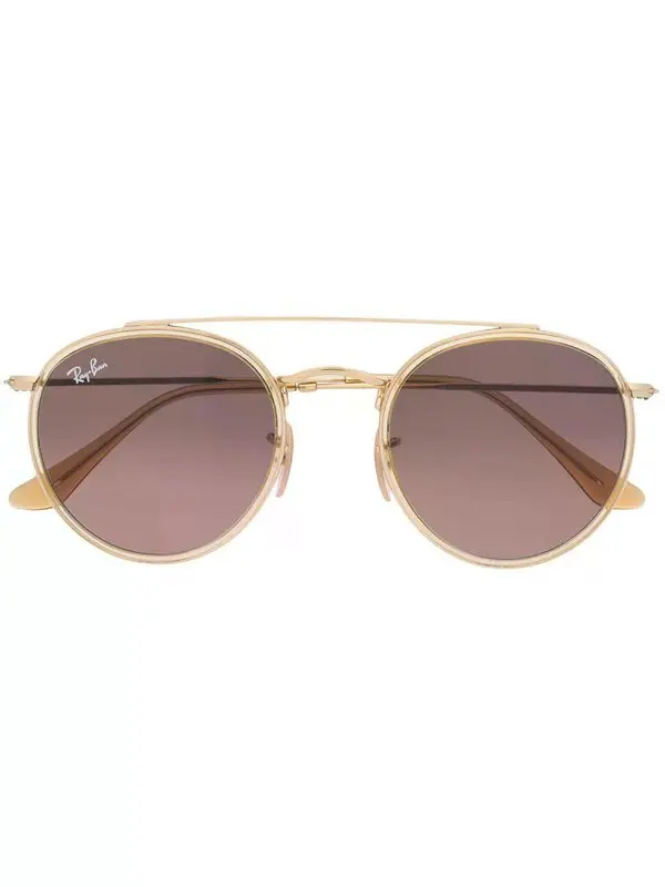 Ray-ban Double Bridge Round-frame Sunglasses - Gold