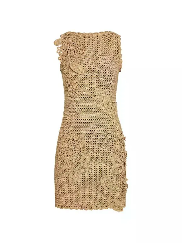 Oscar De La Renta Flower-motif Mini Dress - Neutrals