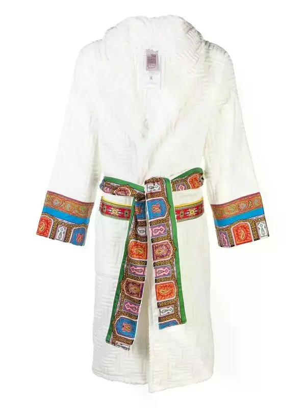 Etro Abtract-trim Cotton Bathrobe - White