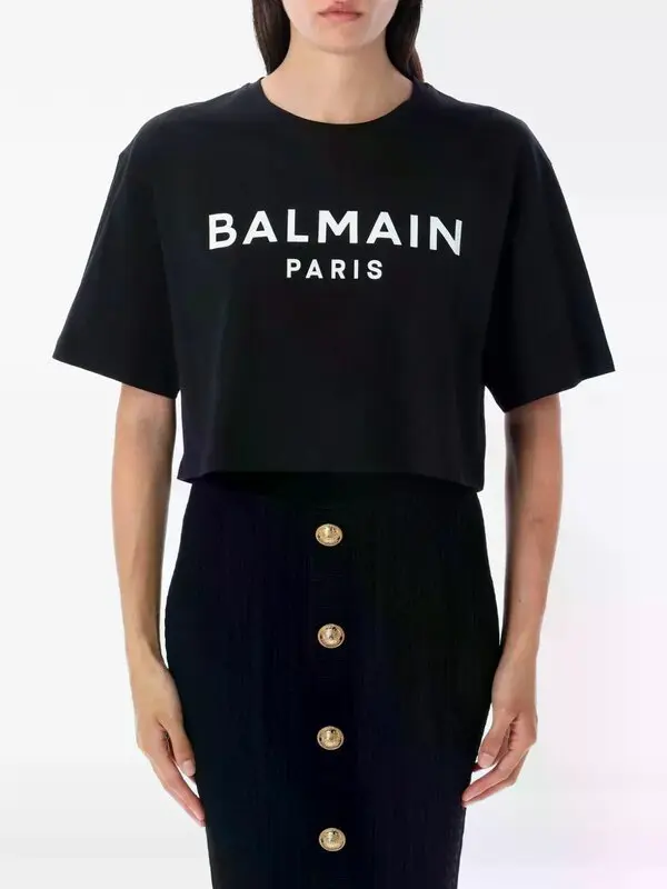 Balmain Logo-print Cropped T-shirt