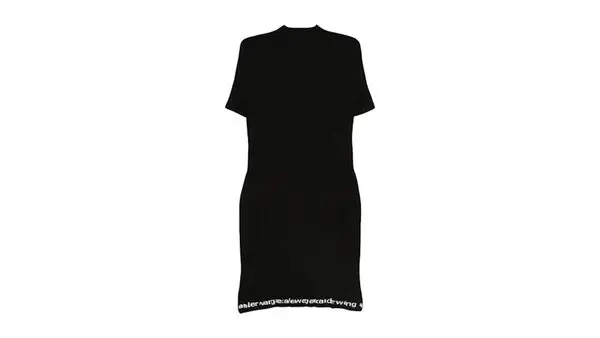 Alexander Wang Logo Ribbed Short Sleeve Dress