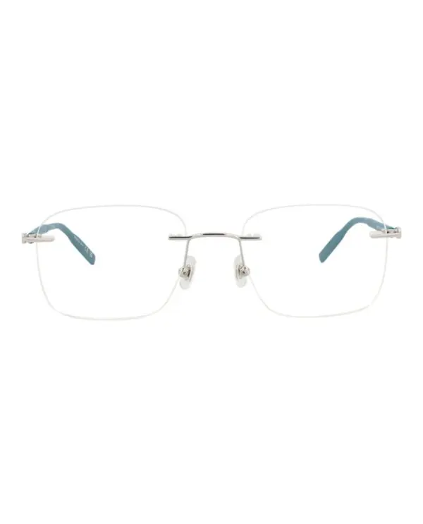 Montblanc Squareframe Metal Optical Frames - Silver Blue Transparent (mb0222o/30012161/005)