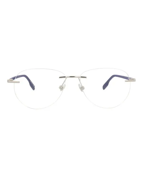 Montblanc Roundframe Metal Optical Frames - Silver Blue Transparent (mb0186o/30011382/002)