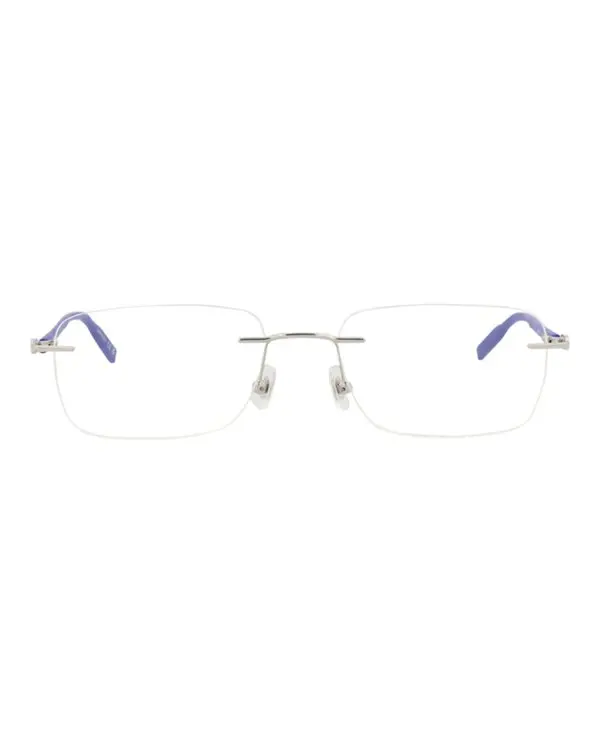 Montblanc Squareframe Metal Optical Frames - Silver Blue Transparent (mb0221o/30012160/003)