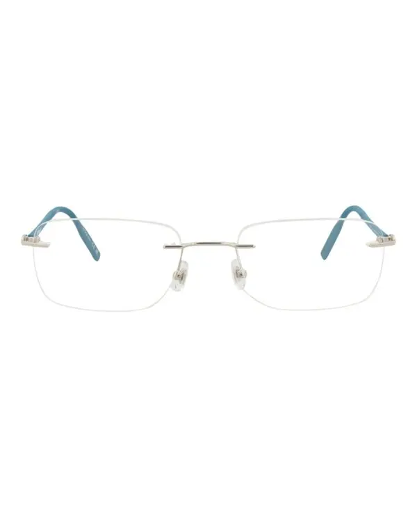 Montblanc Squareframe Metal Optical Frames - Silver Blue Transparent (mb0221o/30012160/009)
