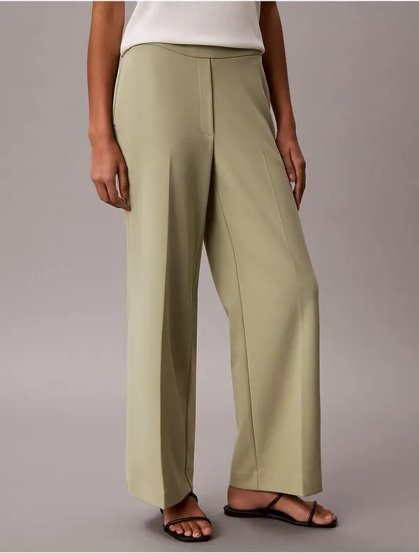 Calvin Klein Stretch Crepe Travel Pants - Tea