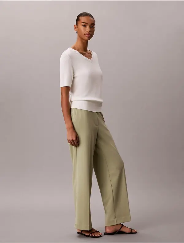 Calvin Klein Stretch Crepe Travel Pants - Tea