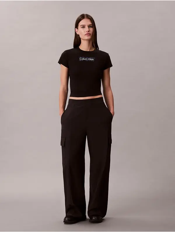 Calvin Klein Commuter Wide Leg Cargo Pants - Black