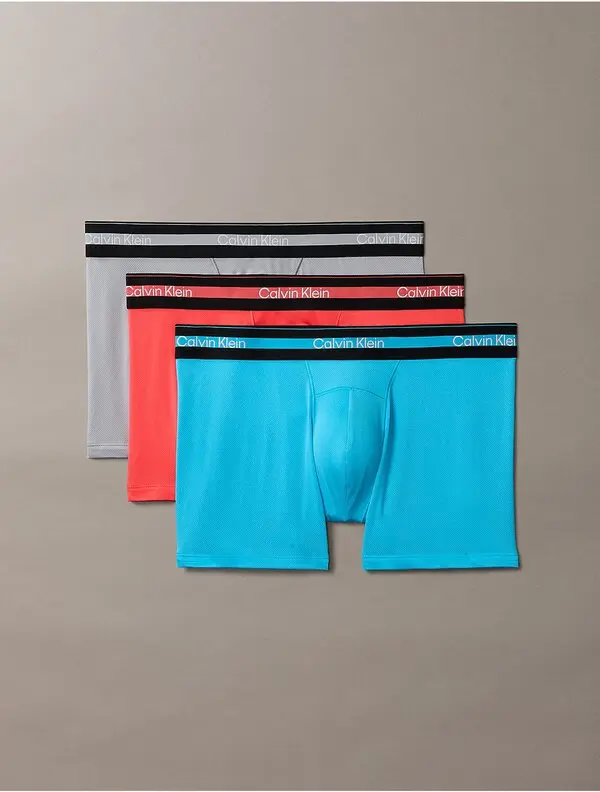 Calvin Klein Icon Active Mesh 3-pack Trunk - Misty Grey/carnival Blue/punch Pink