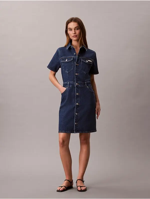 Calvin Klein Denim Mini Trucker Dress