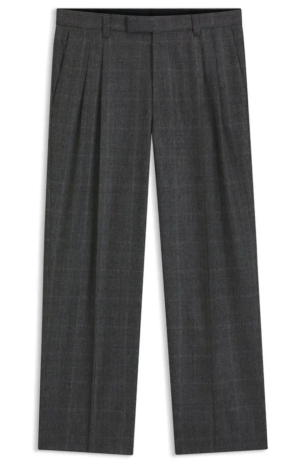 BOSS Checked Relaxed-fit Trousers