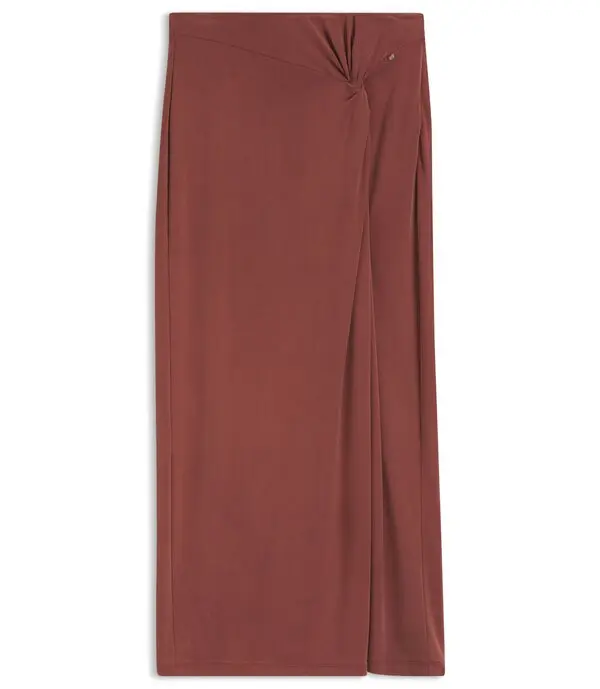 BOSS Jersey Maxi Skirt With Twist Detail - Dark Red