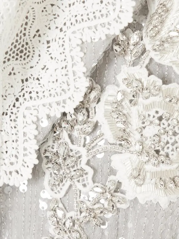Erdem Embellished Lace-trimmed Sequined Georgette Midi Dress