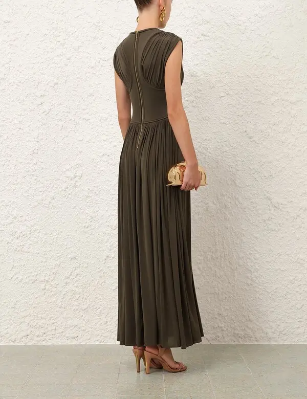 ZIMMERMANNWEAR Luna Column Maxi Dress - Olive