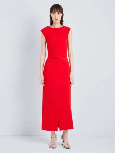 Proenza Schouler Damea Matte Crepe Dress - Tomato