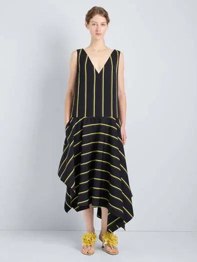 Proenza Schouler Beatriz Cotton Silk Shirting Dress - Black Multi