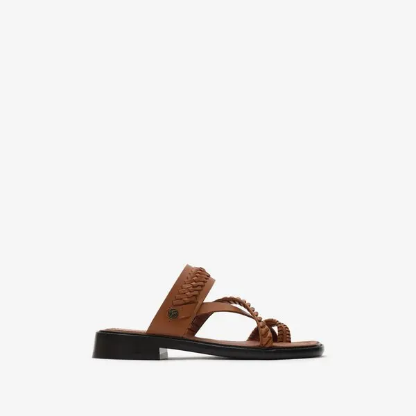 Burberry Leather Baez Sandals - Lundy Brown